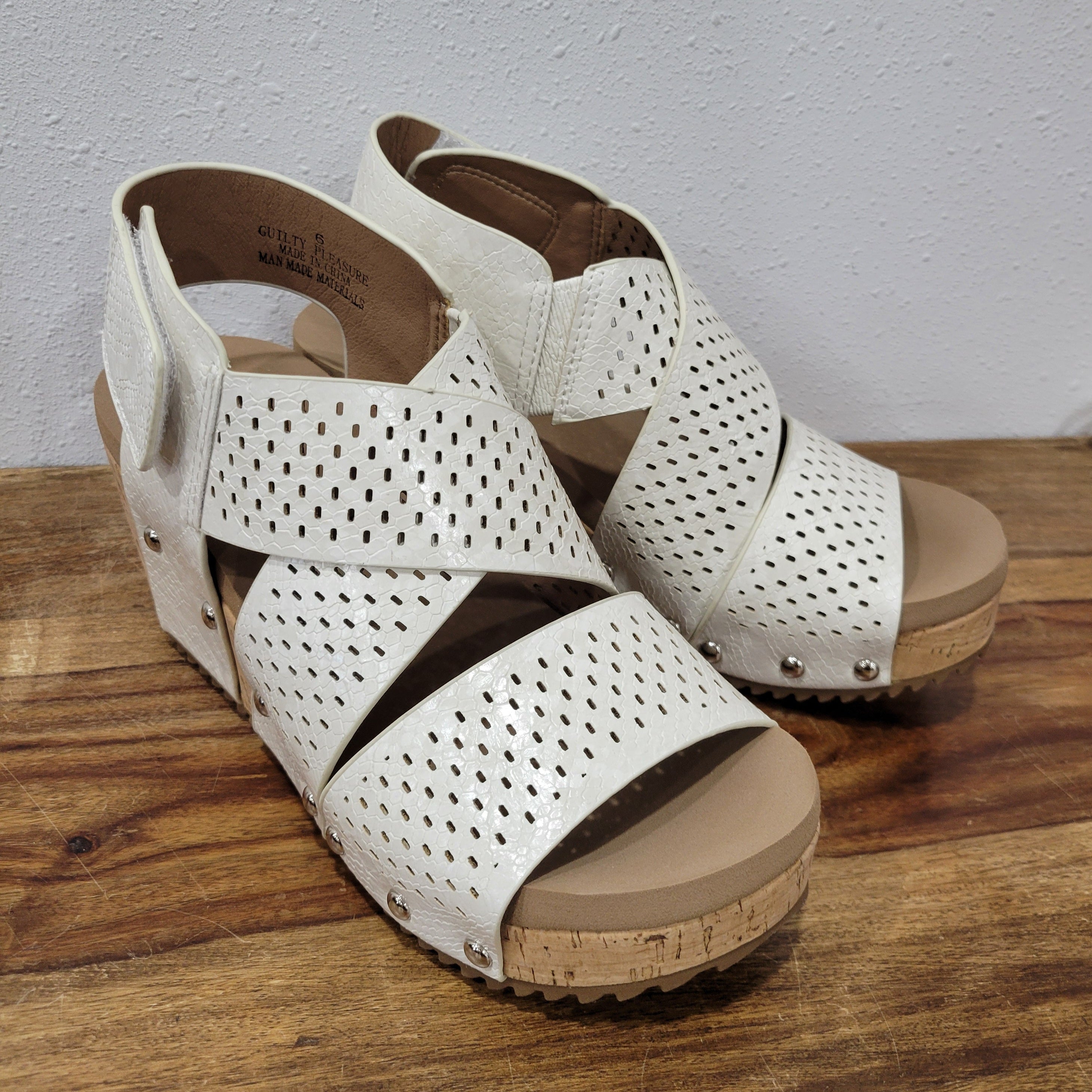 Corkys Ivory Guilty Pleasure Snake Skin Wedges – Rocky Road Boutique